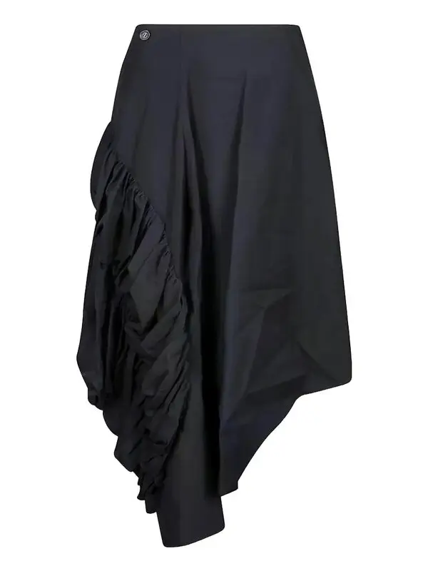 Comme Des Garçons Asymmetric Ruffled Midi Skirt - Black