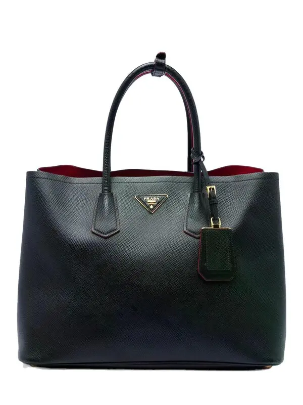 Prada Saffiano Leather Double Satchel - Black