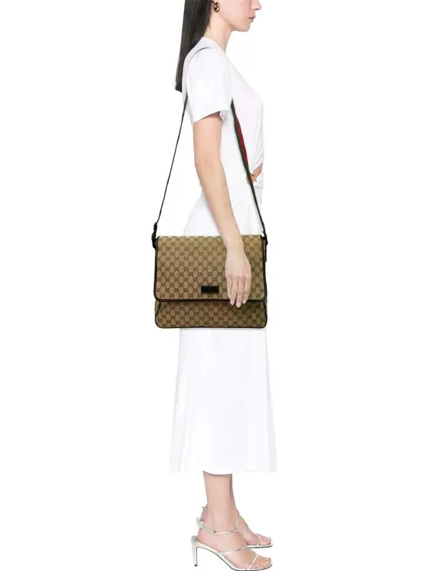 Gucci Gg Canvas Web Flap Messenger Bag - Neutrals