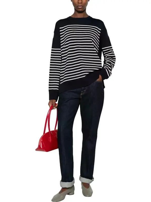 Erika Cavallini Horizontal Stripe Crew Neck Sweater - Blue