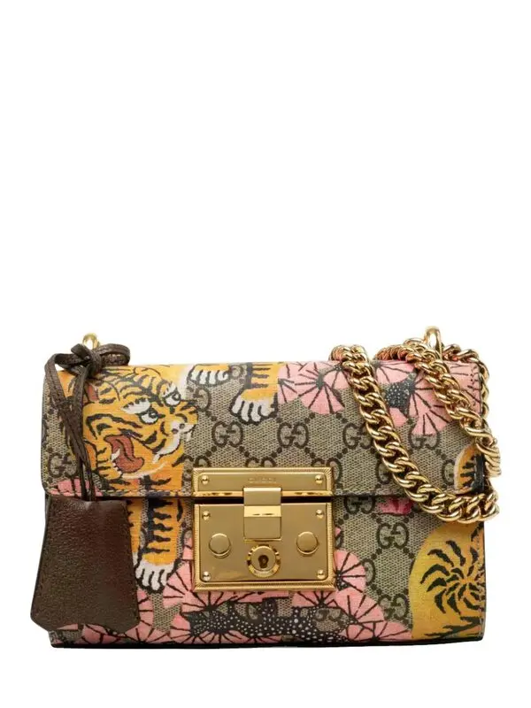 Gucci Small Gg Supreme Bengal Padlock Crossbody Bag - Neutrals