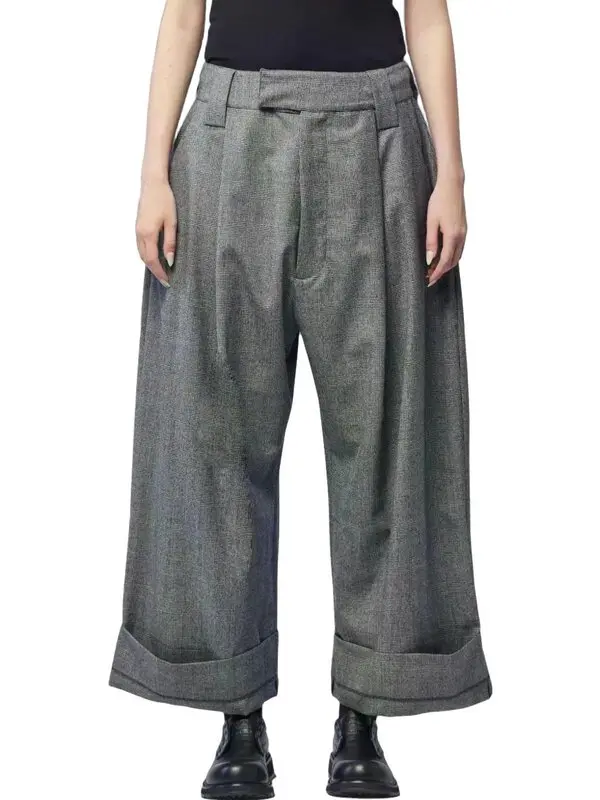 Vaquera Baby Pleated Wide Leg Tailored Trousers - Grey