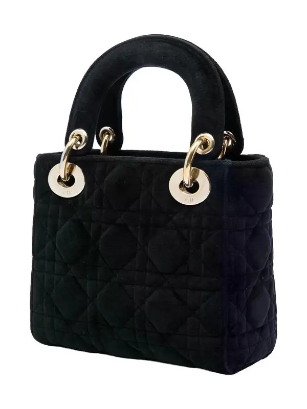 Dior Mini Velvet Cannage Lady Satchel - Black