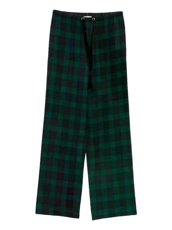 FORTE_FORTE Check Pattern Drawstring Trousers - Green