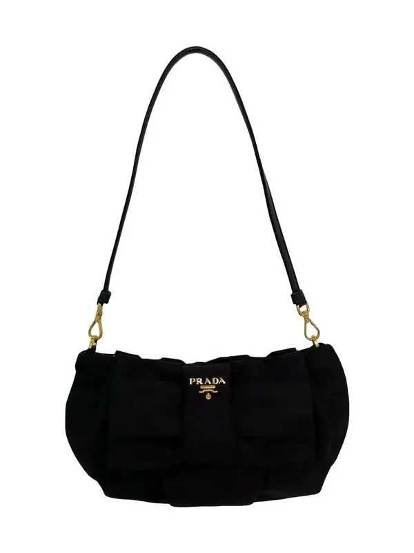 Prada Tessuto Bow Shoulder Bag - Black