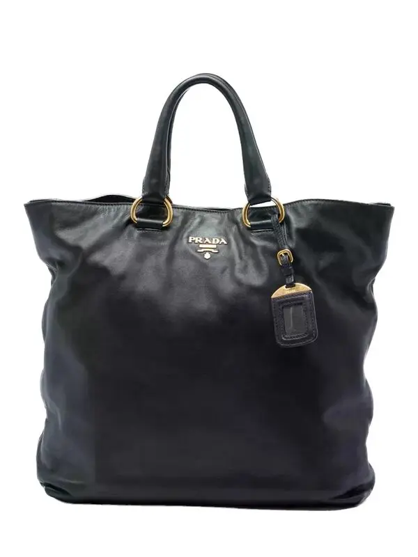Prada Soft Calf Open Convertible Tote Satchel - Black