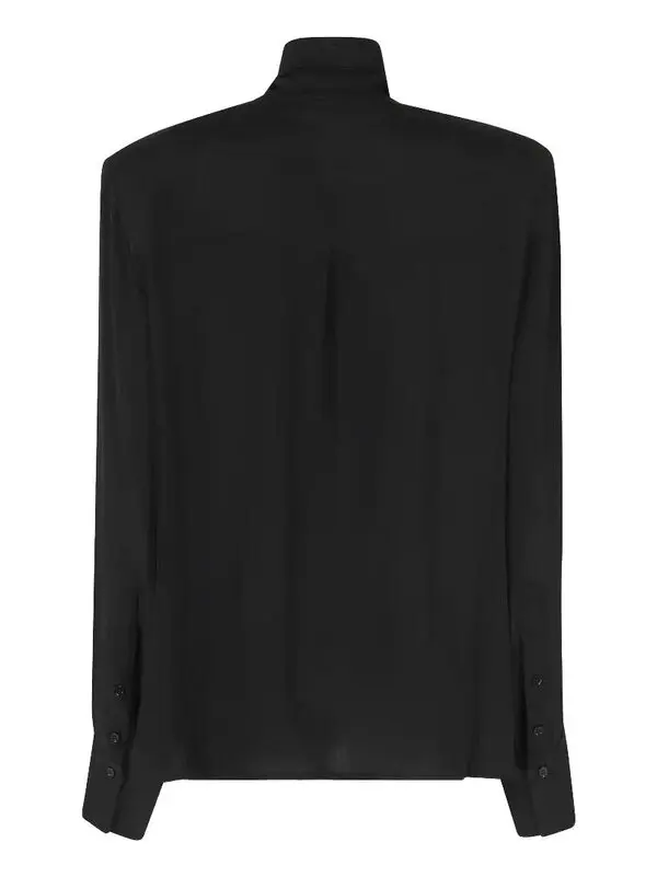 Federica Tosi Long Sleeve V-neck Blouse - Black