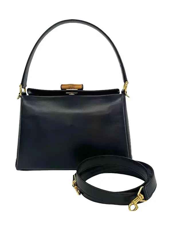 Gucci Calfskin Bamboo Satchel - Blue