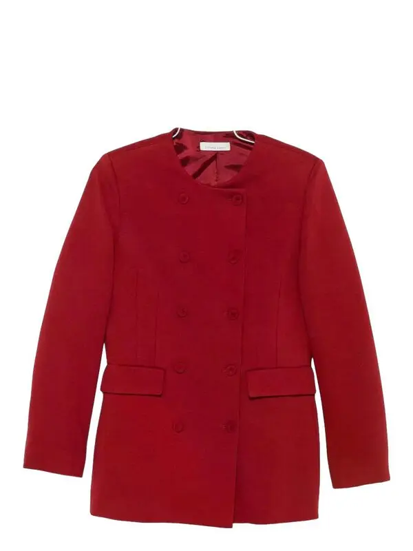 Liviana Conti Crew-neck Double-breasted Coat - Red