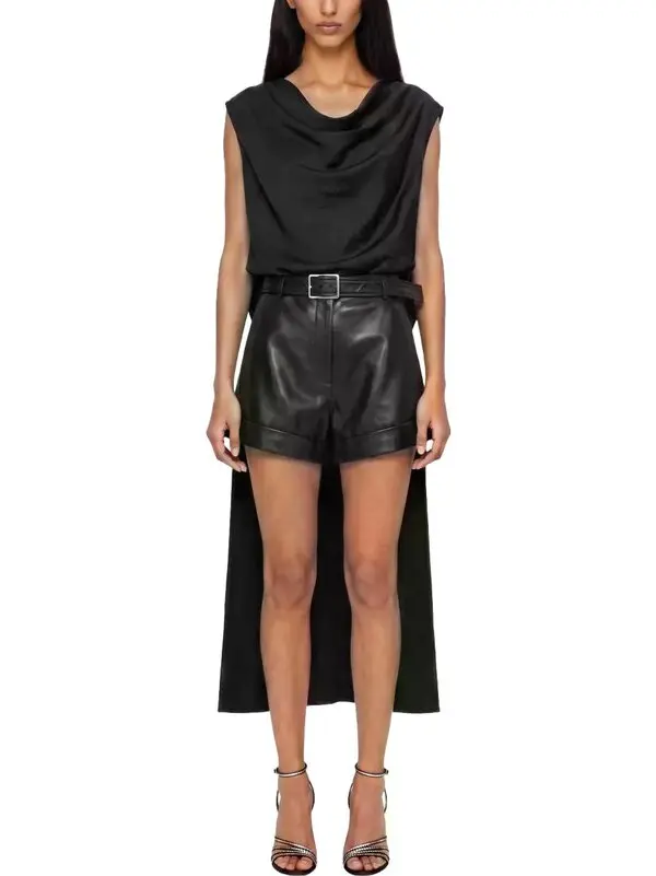 Simkhai Draped Asymmetric Hem Blouse - Black