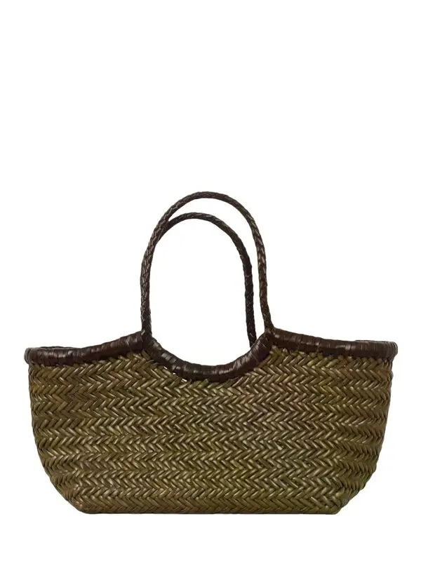 Dragon Diffusion Small Nantucket Woven Leather Tote Bag - Green