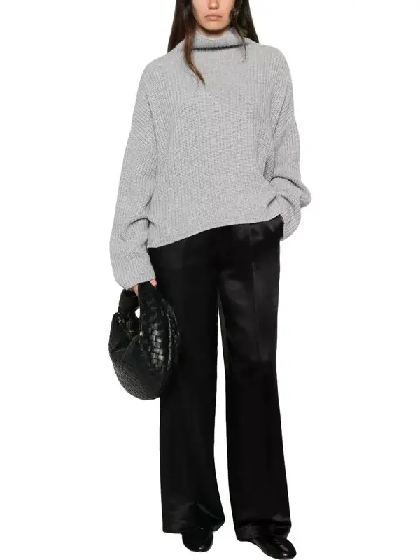 Liviana Conti Relaxed Fit Turtleneck Sweater - Grey
