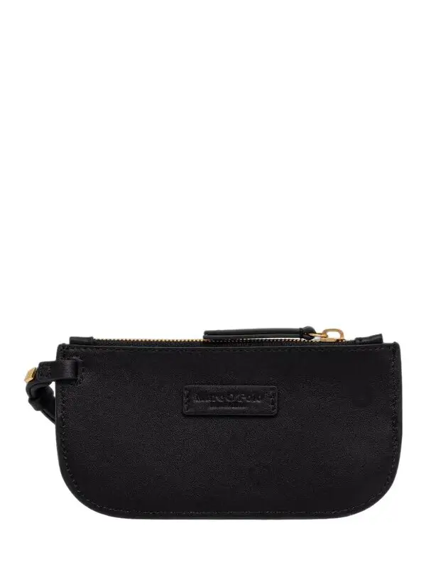 Marc O'polo Leather Pouch With Logo Patch And Wrist Strap - Black