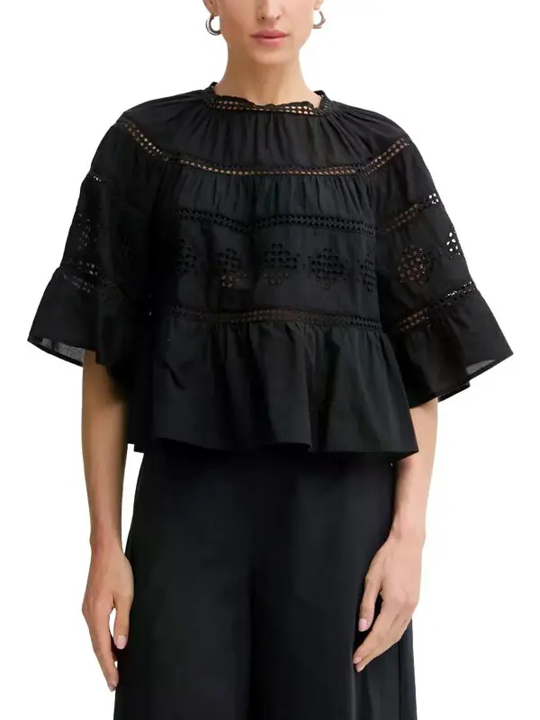 Marc O'polo Broderie Anglaise Tiered Blouse - Black