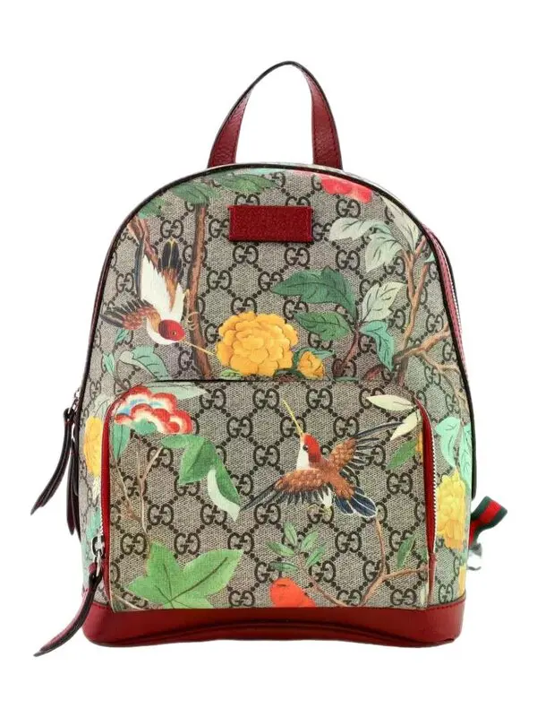 Gucci Tian Print Gg Coated Canvas Small Backpack - Brown