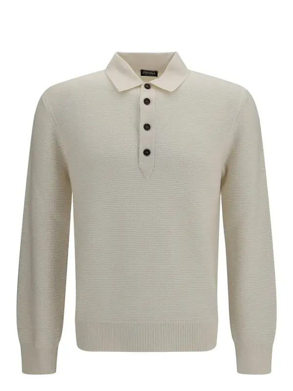 Zegna Long-sleeve Cashmere Polo Shirt - Multicolor