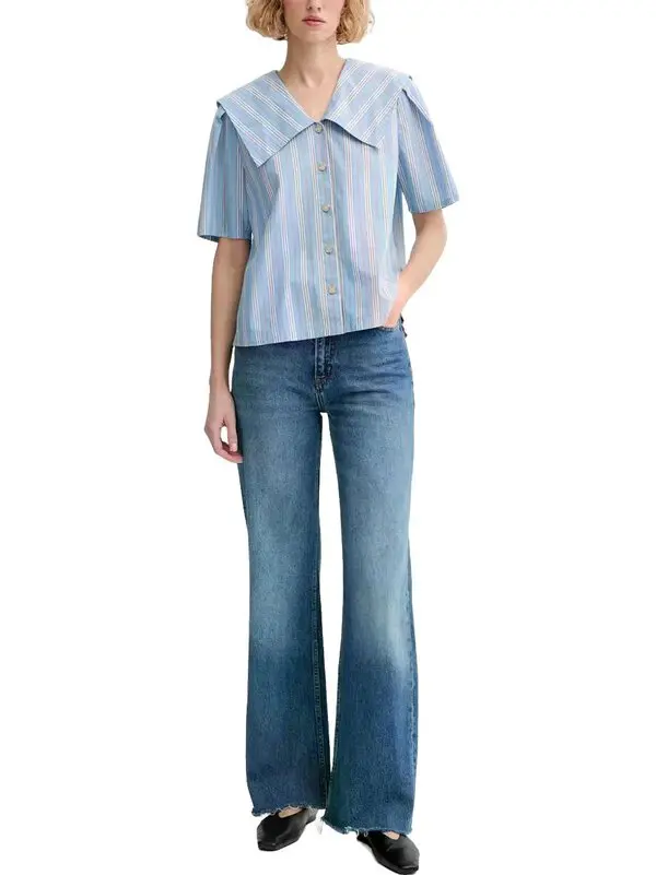Marc O'polo Striped Sailor-collar Shirt - Blue