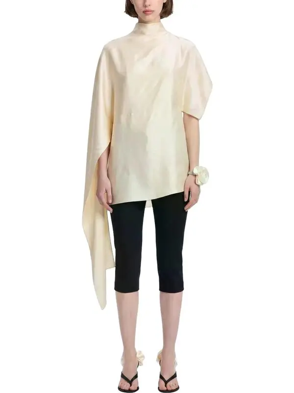 Magda Butrym Asymmetric Draped-sleeve Blouse - Neutrals
