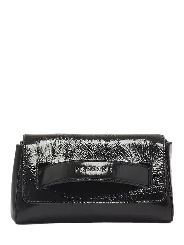 Orciani Crinkled Leather Clutch Bag - Black