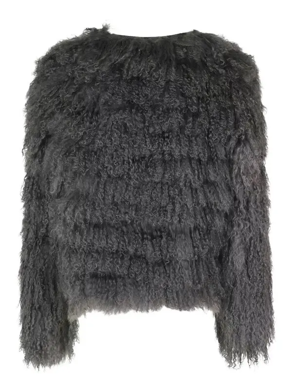Federica Tosi Curly Lamb Fur Blouse - Grey