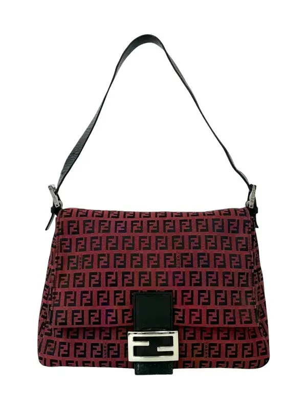 Fendi Zucchino Canvas Mamma Forever Shoulder Bag - Red