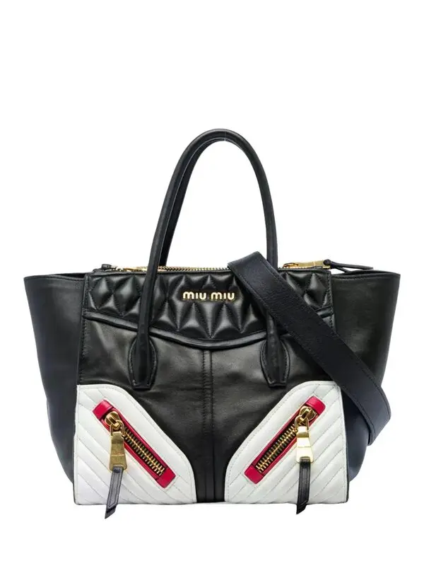 Miu Miu Small Nappa Leather Biker Satchel - Black