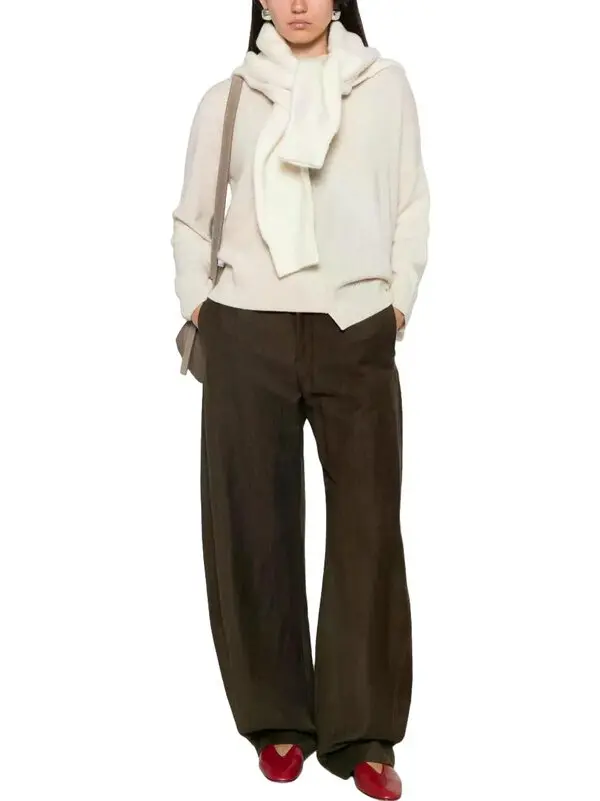Liviana Conti Asymmetric Hem Round Neck Sweater - Neutrals