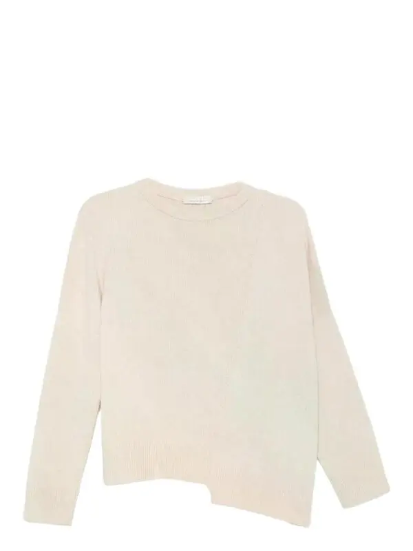 Liviana Conti Asymmetric Hem Round Neck Sweater - Neutrals