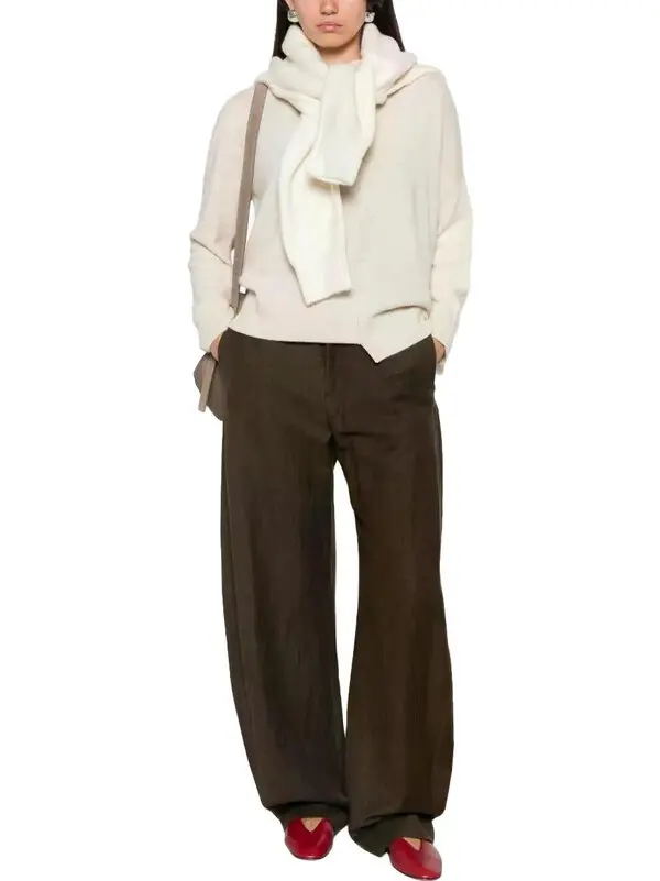Liviana Conti Asymmetric Hem Round Neck Sweater - Neutrals