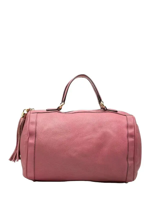 Gucci Soho Boston Bag In Pebbled Calfskin - Pink