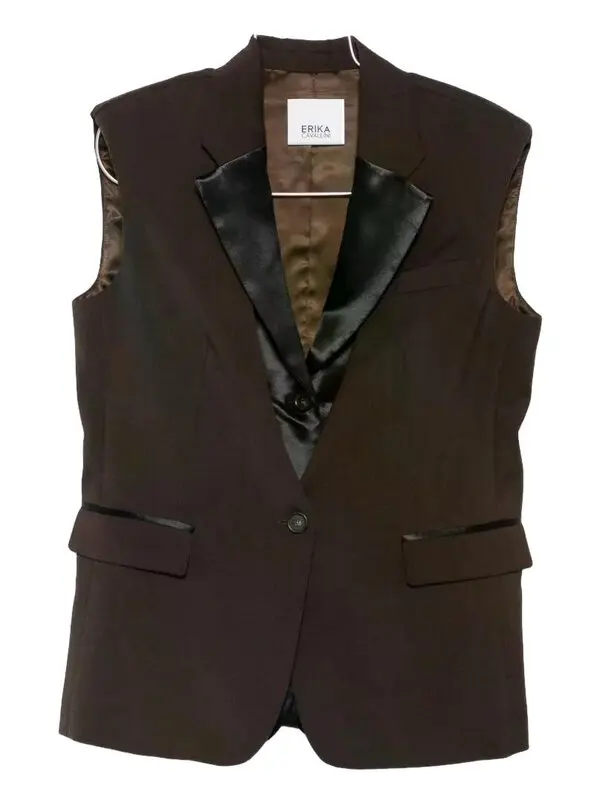 Erika Cavallini Sleeveless Notch Lapel Waistcoat - Brown