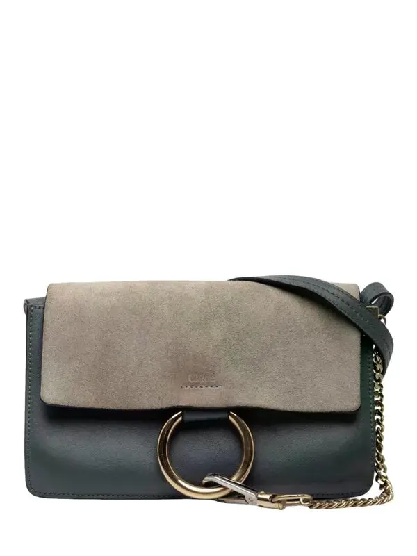 Chloé Suede And Calfskin Faye Crossbody Bag - Grey