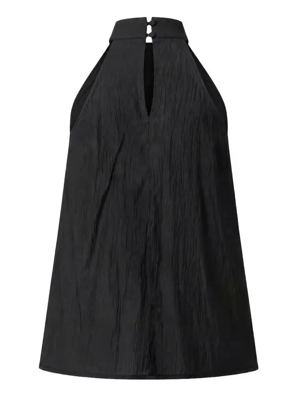 TELA Inca Halterneck Pleated Top - Black