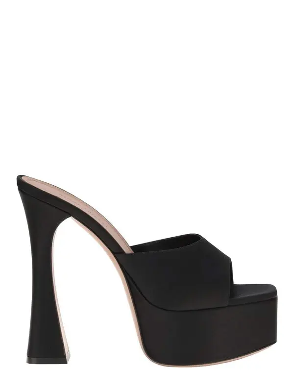 Amina Muaddi Dalida Satin Platform Sandals - Black