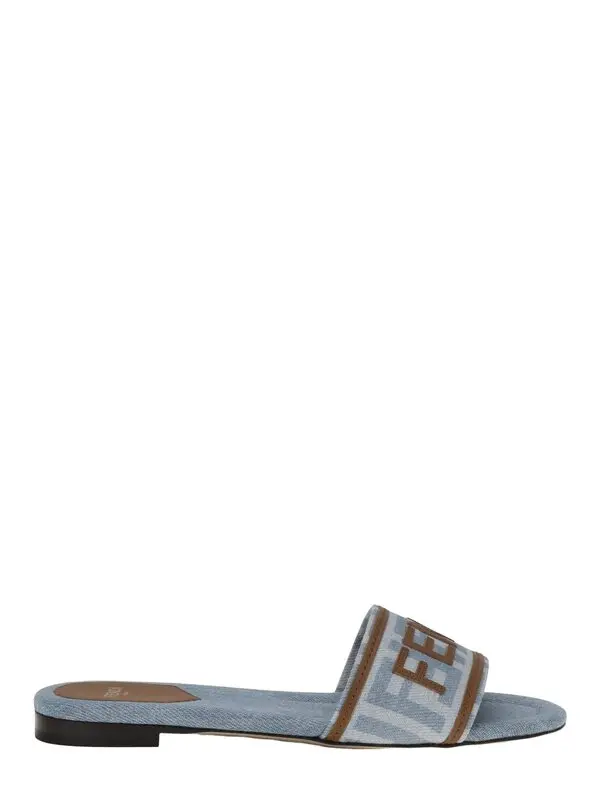 Fendi Ff Denim Slip-on Mules - Blue