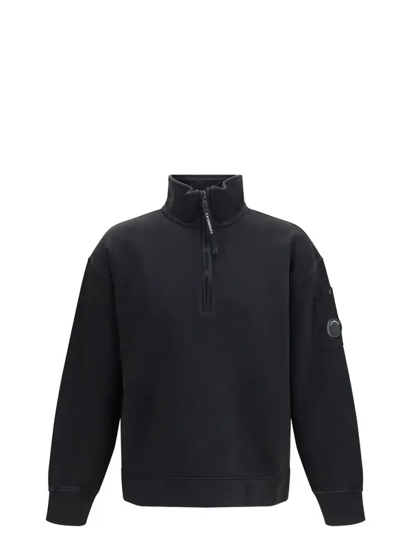 C.P. COMPANY Brushed And Sueded Diagonal-weave Cotton Fleece Sweatshirt - Black