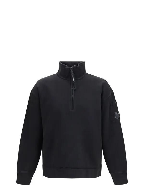 C.P. COMPANY Diagonal-weave Cotton Fleece Sweatshirt - Black