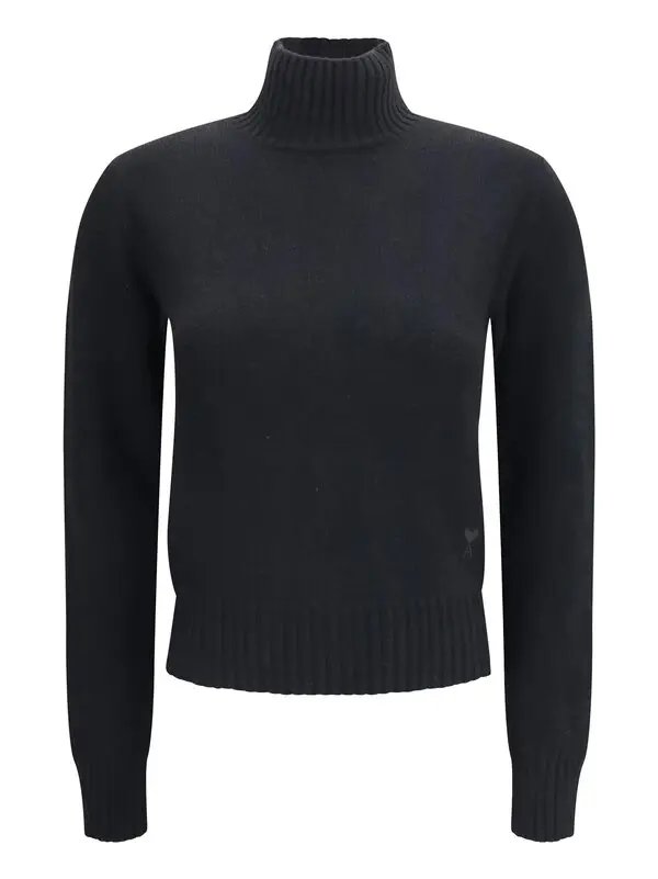 AMI Paris De Coeur Turtleneck Sweater - Black