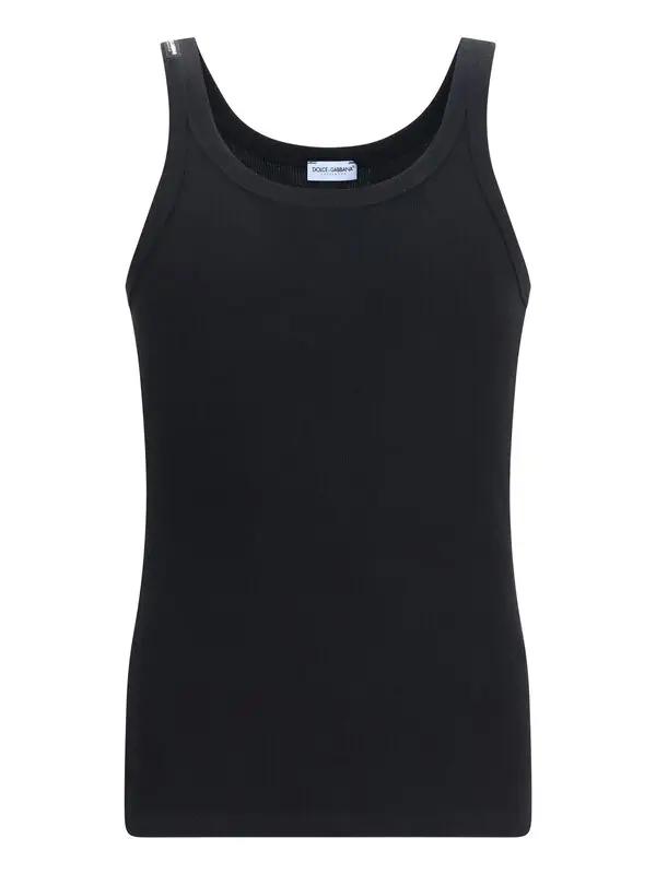 Dolce & Gabbana Marcello Ribbed Cotton Tank Top - Black