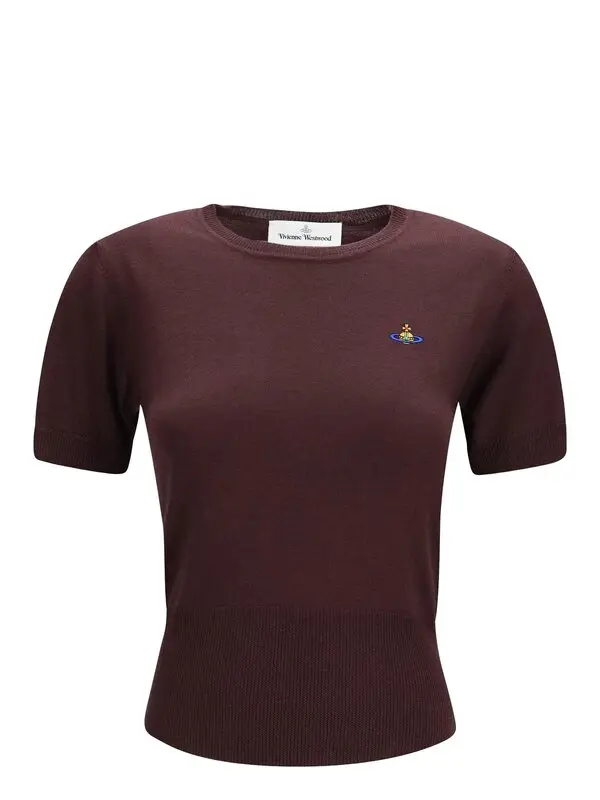 VIVIENNE WESTWOOD Bea Wool Knit Top With Orb Embroidery - Purple