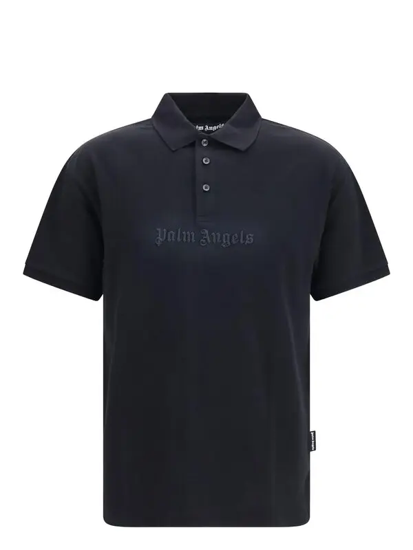 Palm Angels Cotton Polo With Embroidered Logo - Black