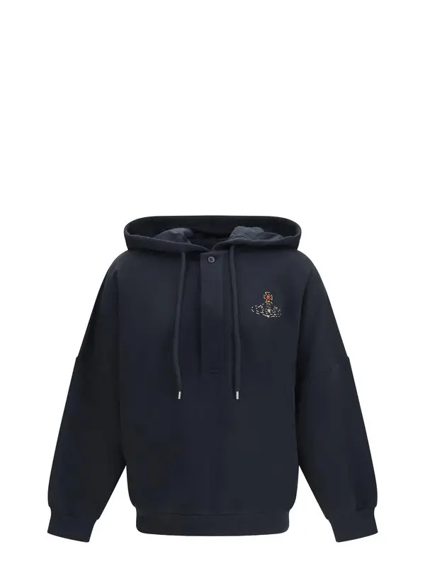 VIVIENNE WESTWOOD Batwing Hooded Sweatshirt With Embroidered Orb - Black