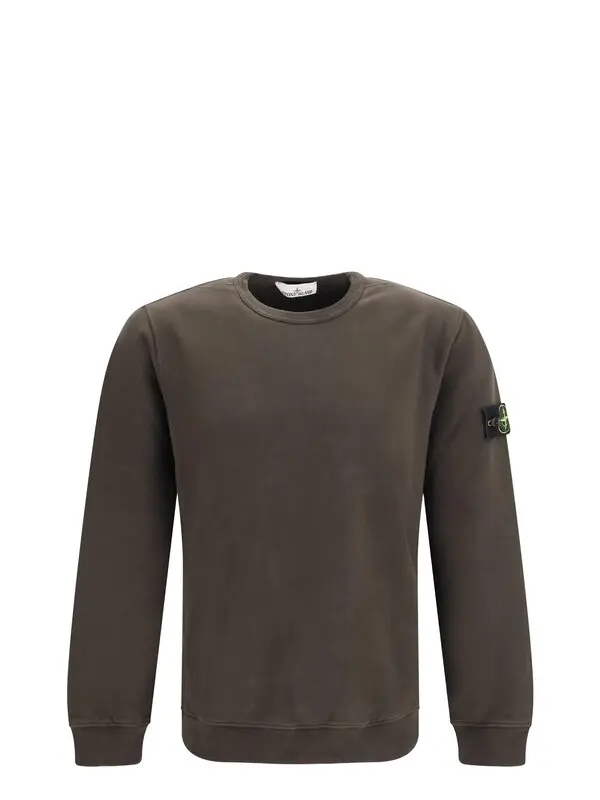Stone Island Crewneck Cotton Sweatshirt - Brown