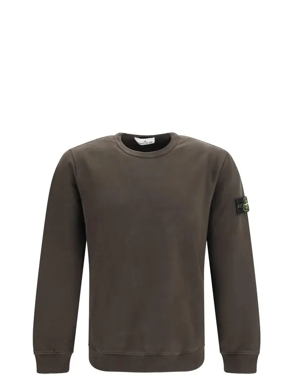 Stone Island Crewneck Cotton Sweatshirt - Brown