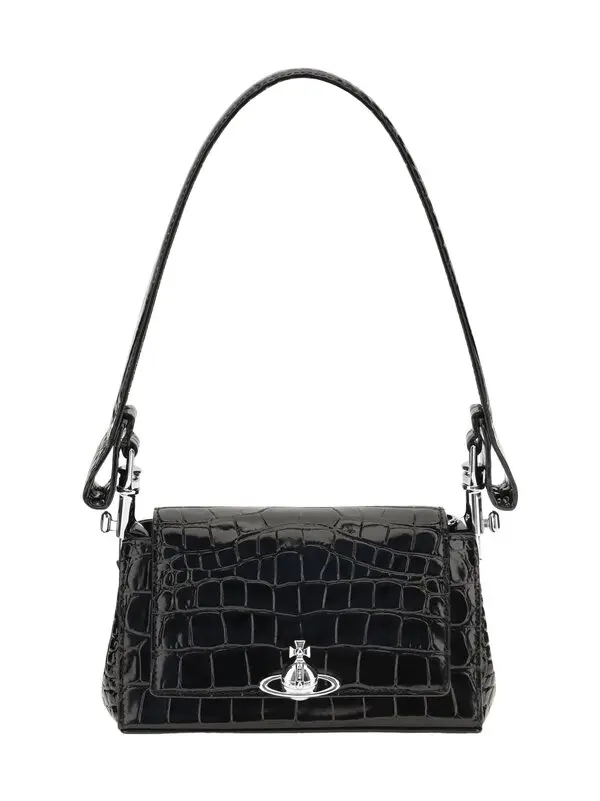 VIVIENNE WESTWOOD Hazel Small Croc Effect Shoulder Bag - Black