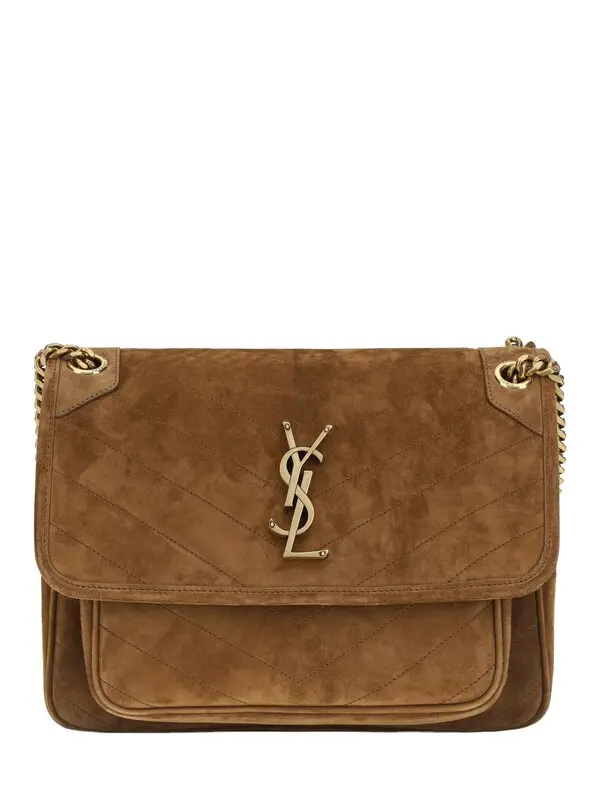 Saint Laurent Medium Niki Suede Shoulder Bag - Brown