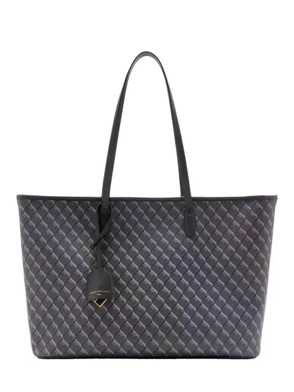 TAMMY & BENJAMIN Monogram Zip-top Tote Bag - Grey