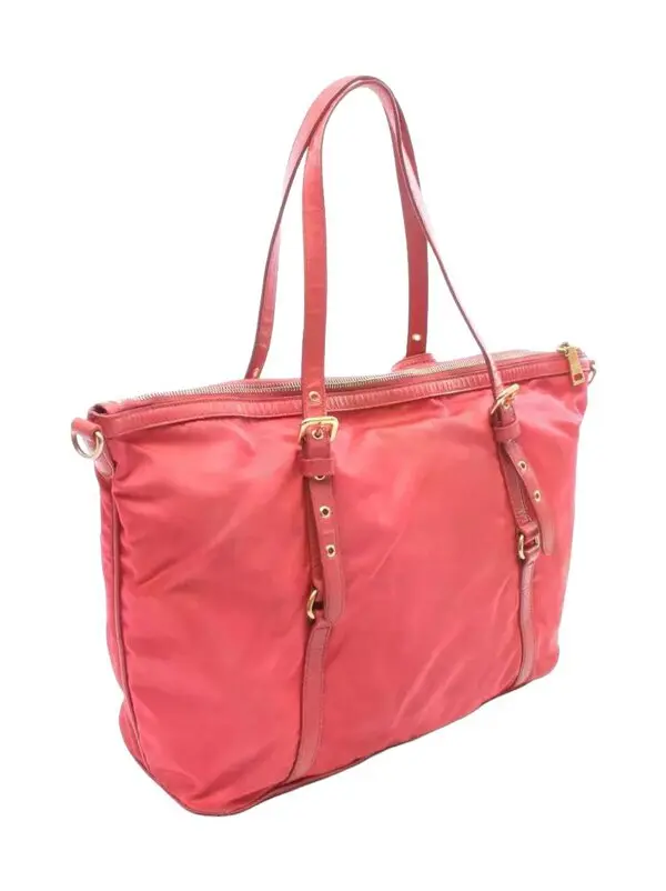Prada 2000s Buckled Tote Bag - Red