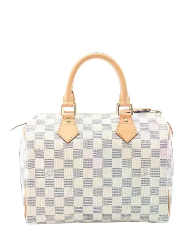 LOUIS VUITTON Speedy 25 Damier Azur Tote Bag - White