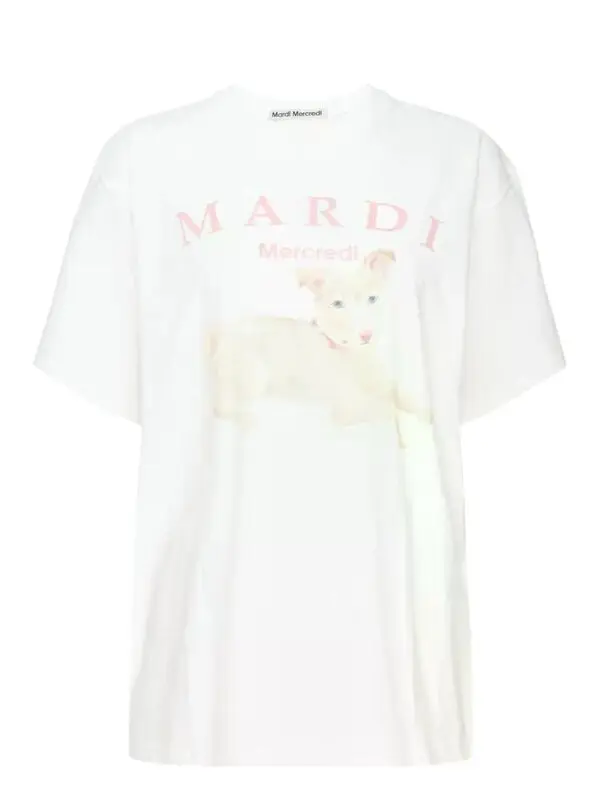 Mardi Mercredi Graphic Puppy T-shirt - White